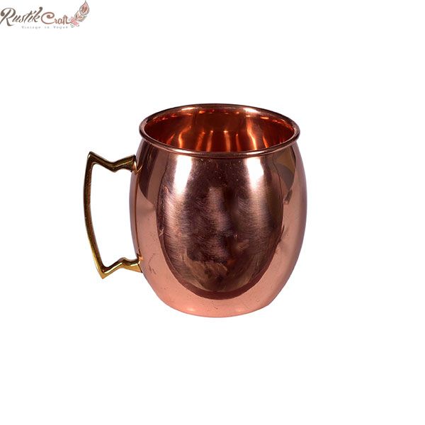 Smooth Finish Copper Moscow Mule Barrel Mug with Brass Handle | Rustik ...